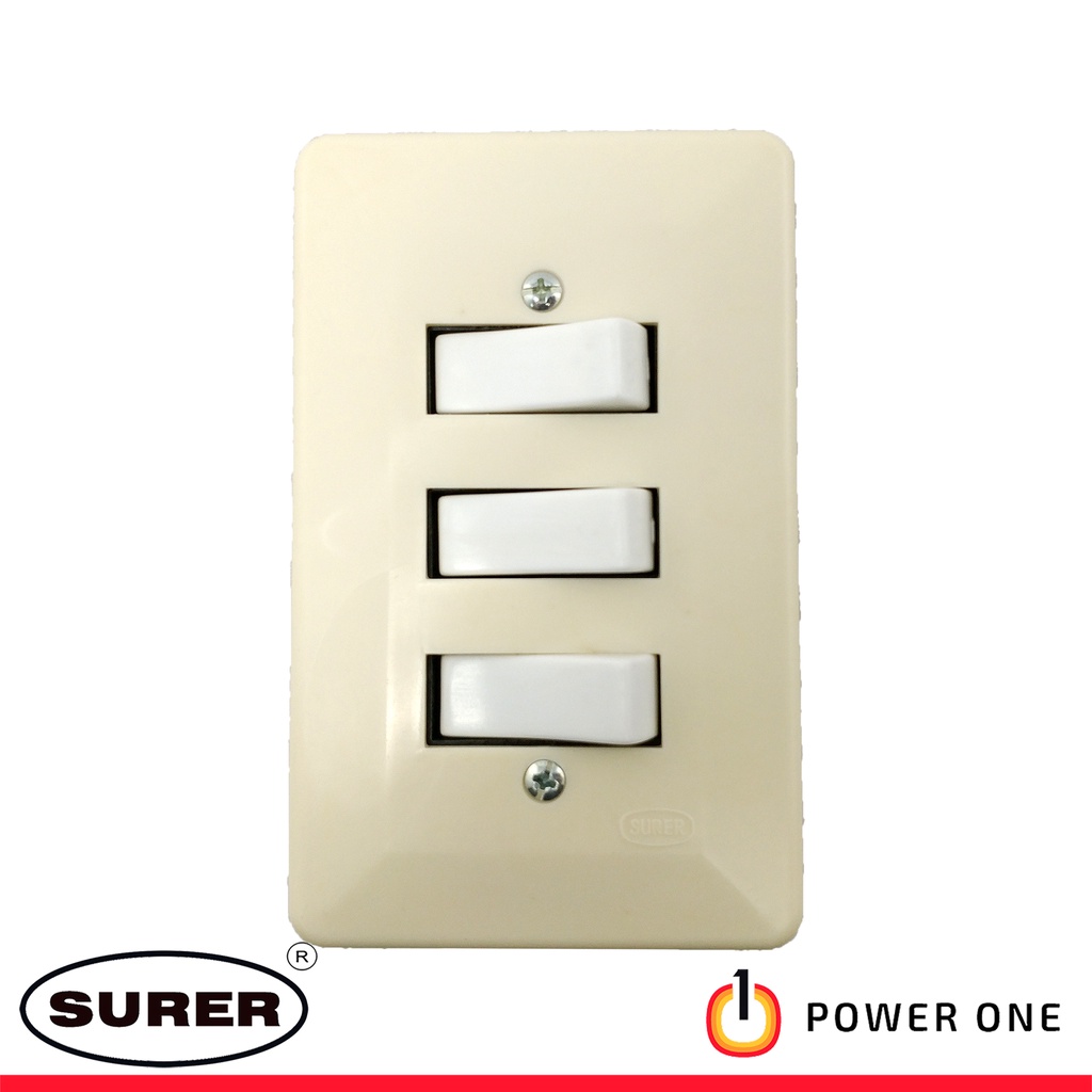 Surer 13-405-3 Gang Single Pole Switch, Flush Type [DIY Series ...
