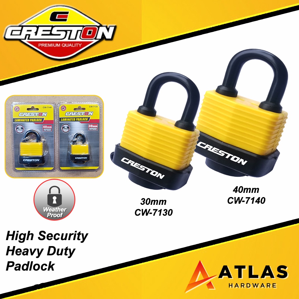 Creston Laminated Padlock Heavy Duty Weather Proof 30mm/40mm | Shopee ...