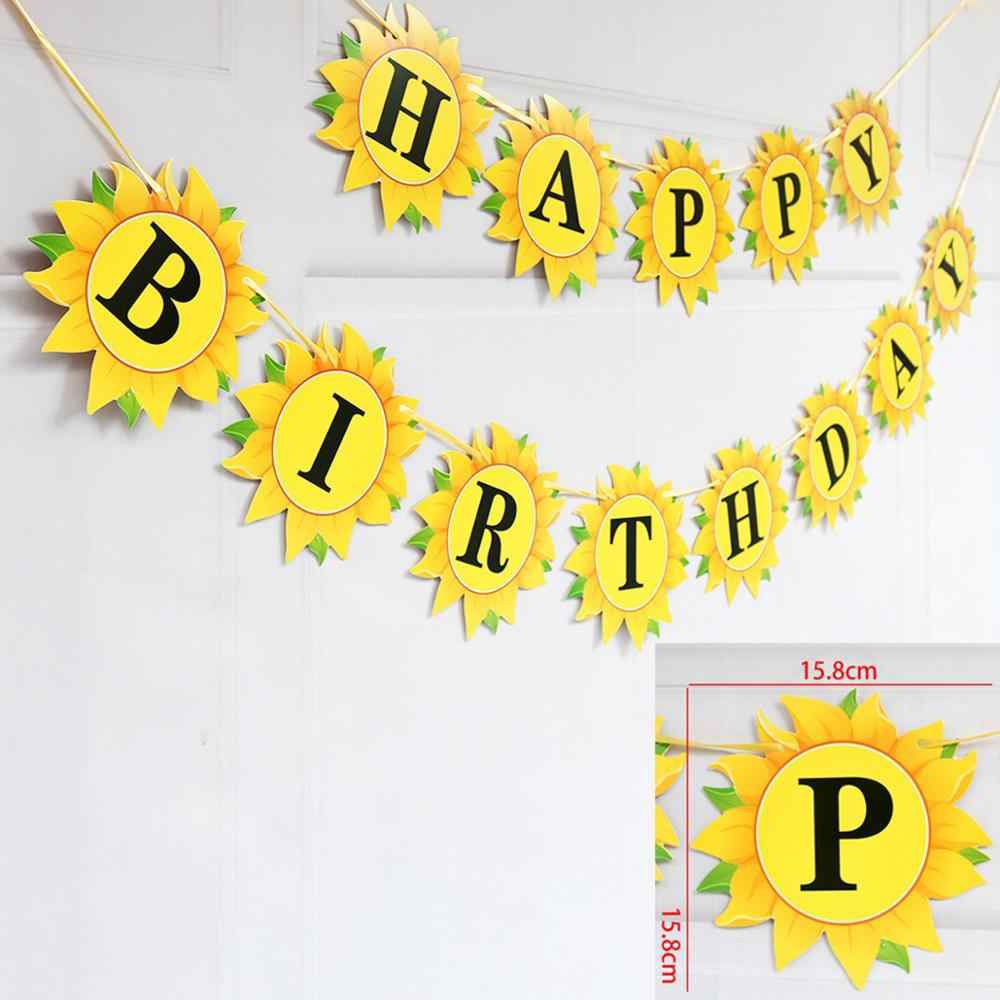 Sunflower design Happy Birthday Banner Flag Banderitas Party Decor ...