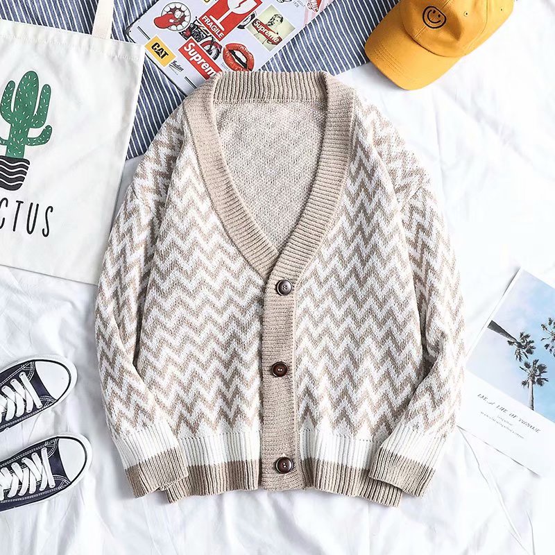 Japan Harajuku Cardigan Sweater Men's Loose Fashion Lazy WindAutumn ...