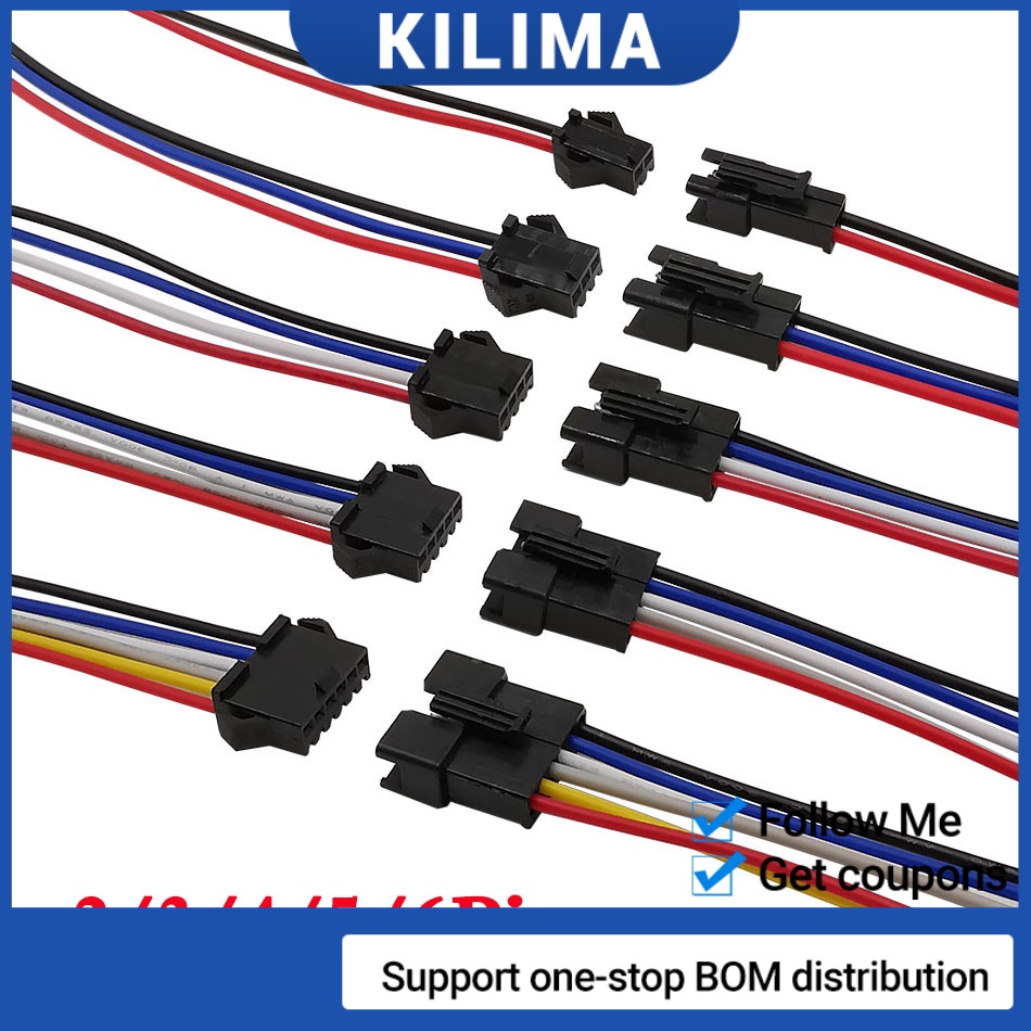 10Pairs SM JST 2.54mm Cable 24AWG Wire 2Pin 3Pin 4Pin 5Pin Plug Socket Male Female Connector ...