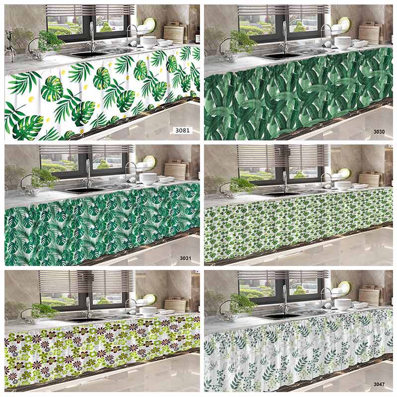 COD Lababo Kurtina Green Printed 70cm*150cm Half Curtains Kitchen Sink ...