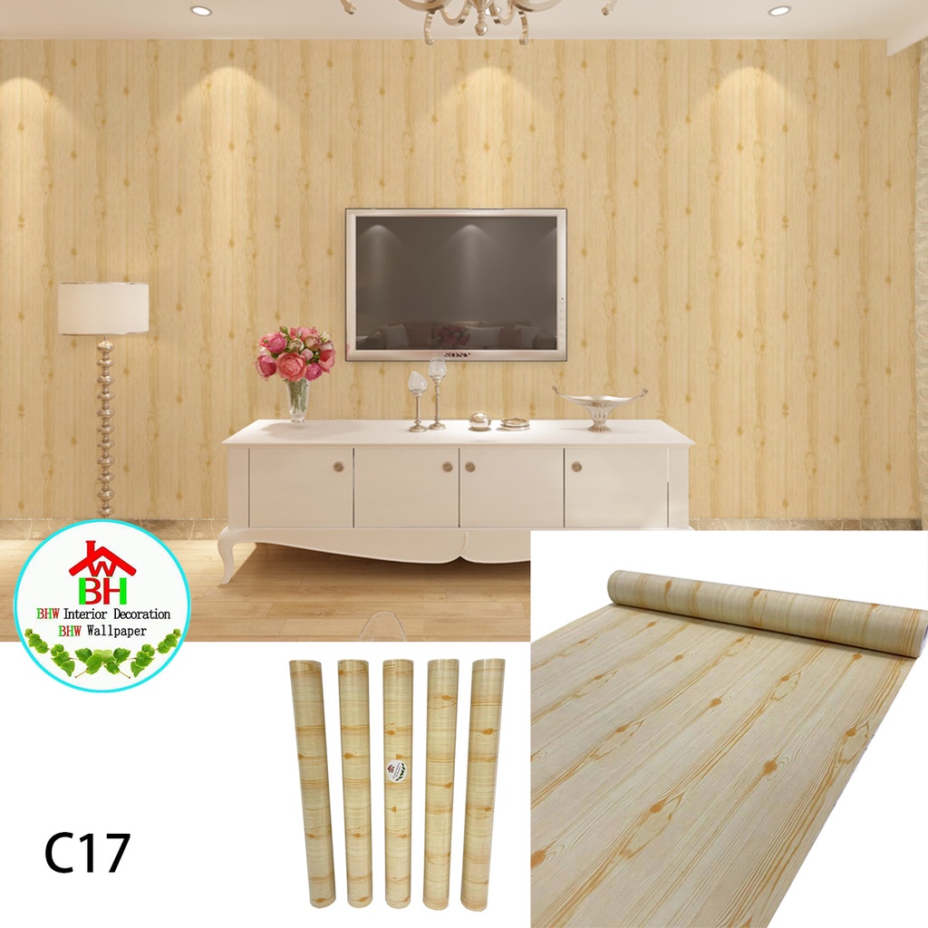 BHW Wallpaper Wood Design PVC Waterproof Self Adhesive Wall Paper ...