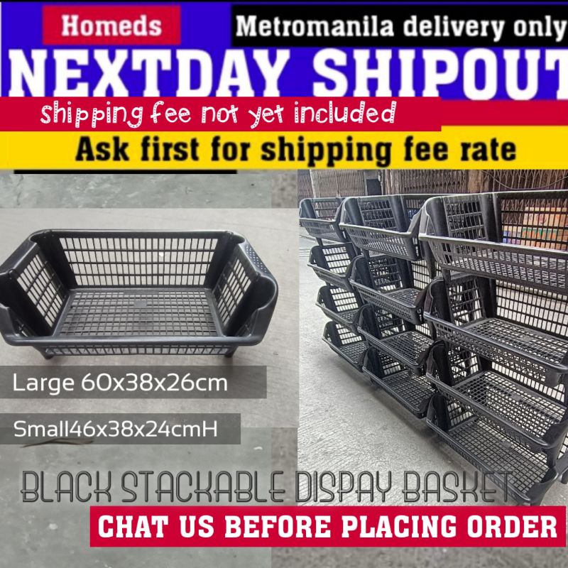 black stackable display basket organizer ES | Shopee Philippines