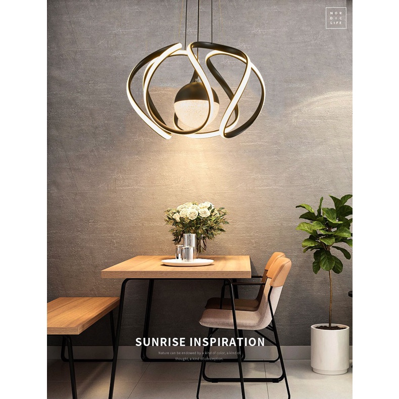 Modern Dimmable Pendant Light Brown LED Spherical Hanging Lamp For ...