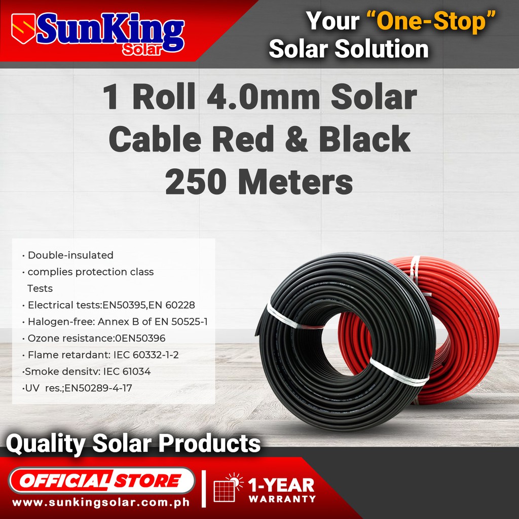 250 meters 4mm Solar Cable Red & Black Sunkingsolar | Shopee Philippines