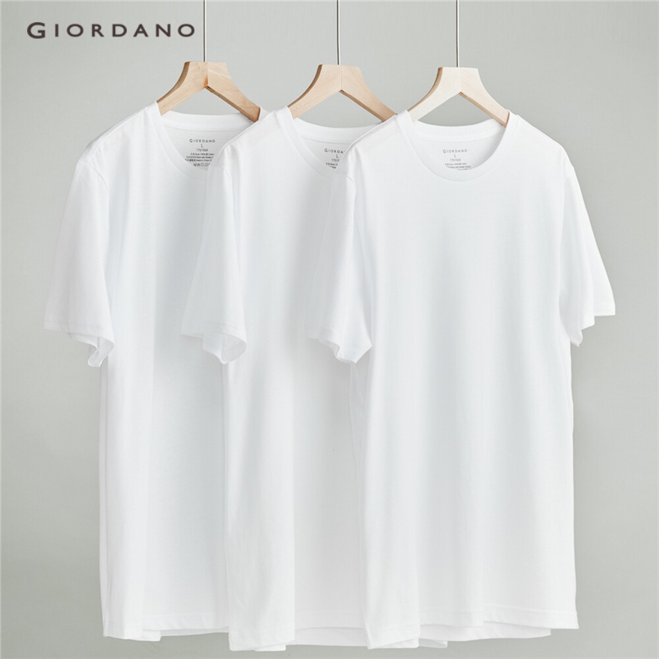 GIORDANO Men 3 Pcs Solid Color Crewneck Tee 01245508 | Shopee Philippines