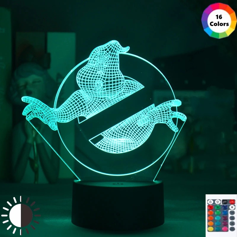 3D Ghostbusters RGB Lamp Movie Figure Room Setup Decor Christmas ...