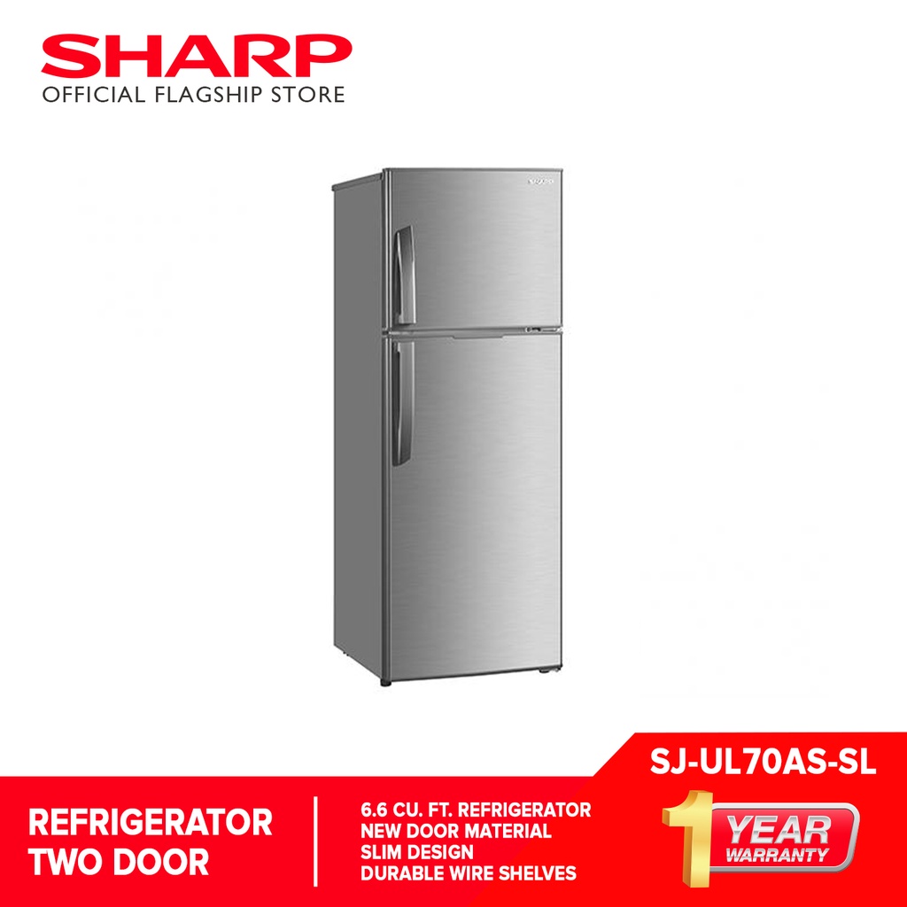 Sharp SJ-UL70AS-SL Two Door Direct Cool 6.6 cu. ft. Refrigerator (NCR ...