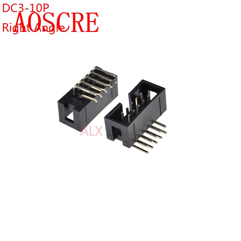 10pcs dc3-10p pitch 2.54MM JTAG ISP MALE SOCKET Right Angle idc box ...