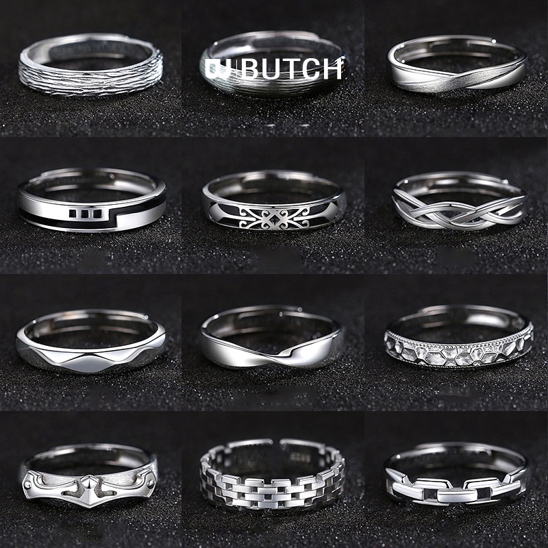 Vintage Fashion Rings Set Silver Ring for men Adjustable Rings Korean ...