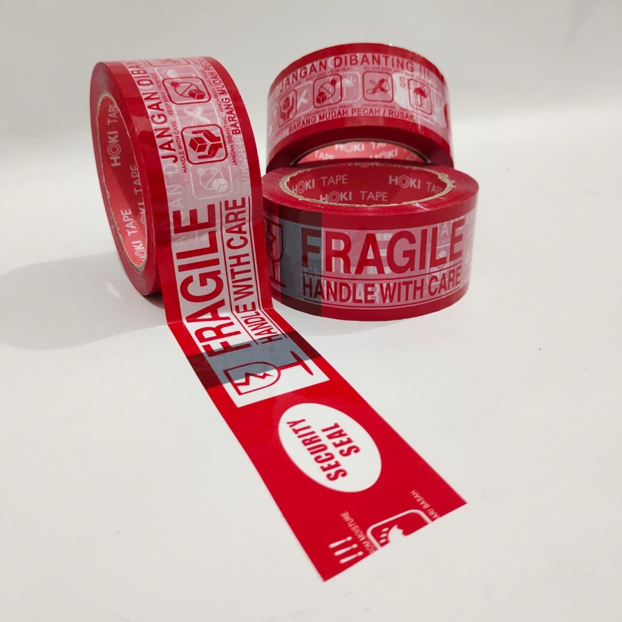 MERAH [MIX RED WHITE] FRAGILE Security Seal Duct Tape Do Not Throw ...