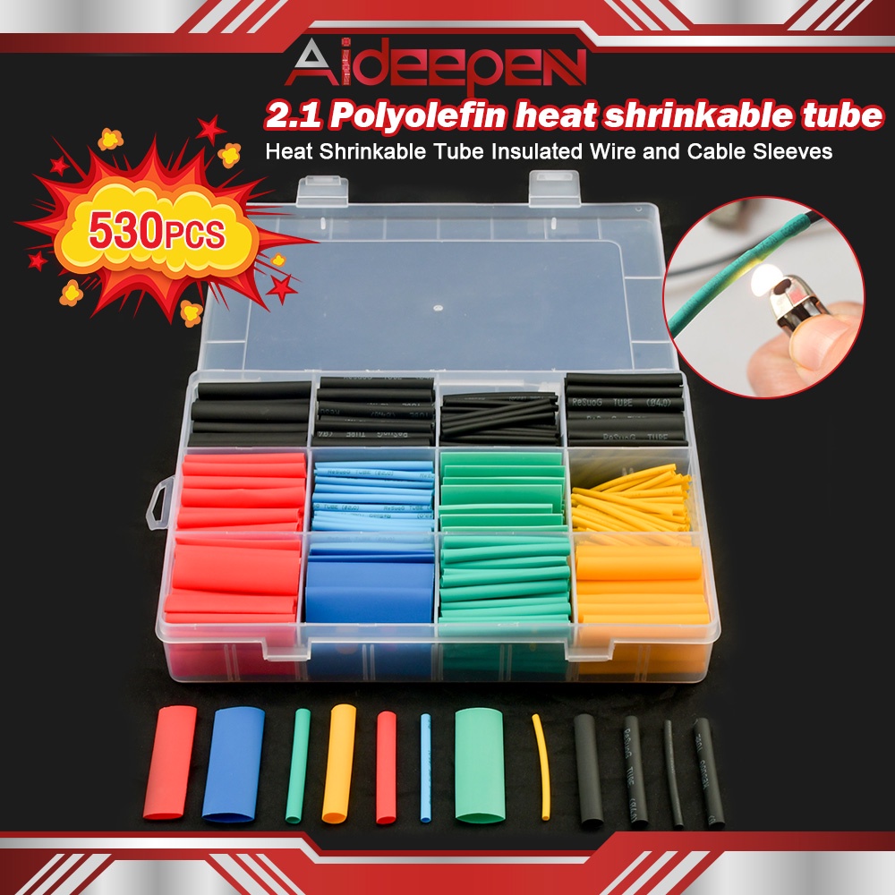 530PCS Heat Shrink Tube Insulation Shrinkable Tube 2:1 Wire Cable ...