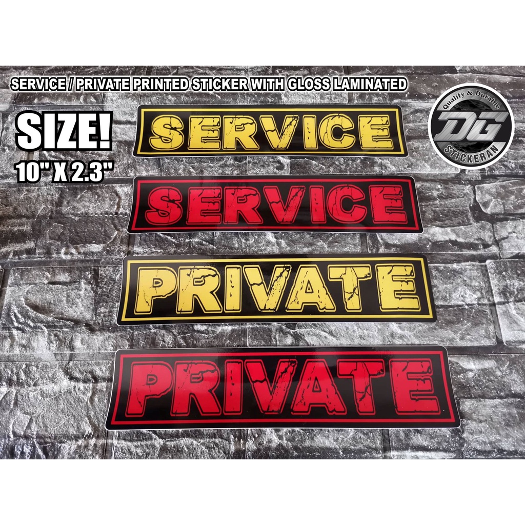Private Service Sticker for Tricycle / Jeep Quality Printed With Gloss ...