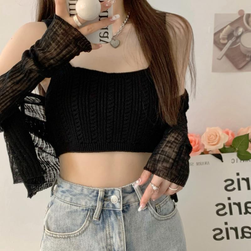 Sleeveless Knitted Corset Halter Top Women's Inner Wear | Shopee ...