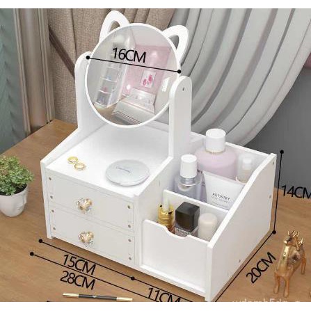 Cute make-up vanities/organizer Cat Ear Makeup Mirror With Jewelry ...