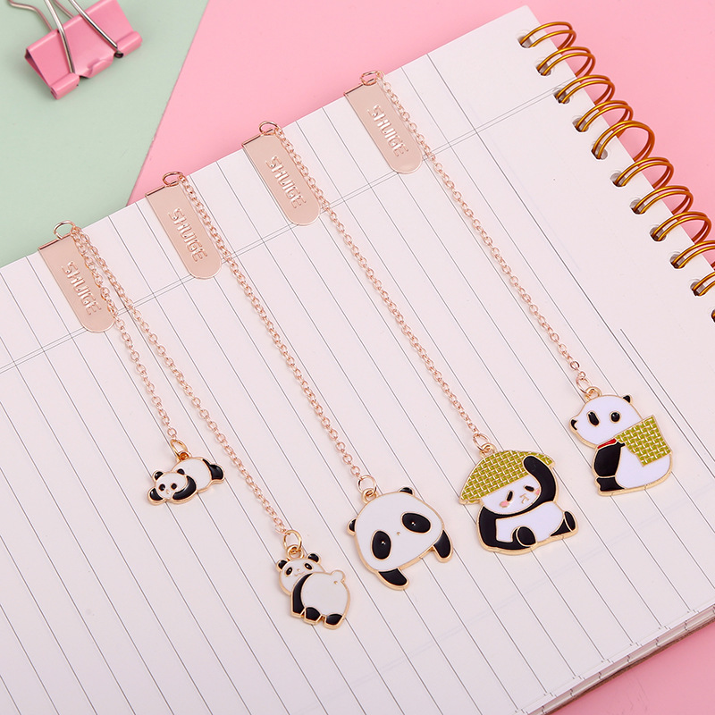 Giant Panda Bookmarks Exquisite Metal Pendant Simple Creative Bookmarks ...