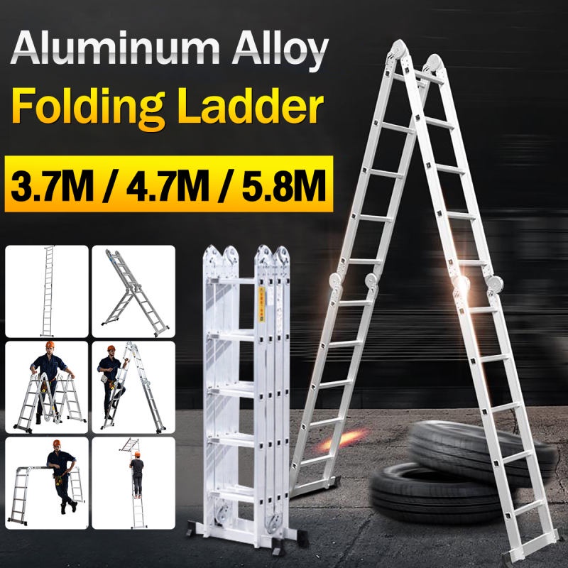 Ladder Multifunctional Ladder 3.7M/4.7M/5.8M Aluminum Folding Ladder ...