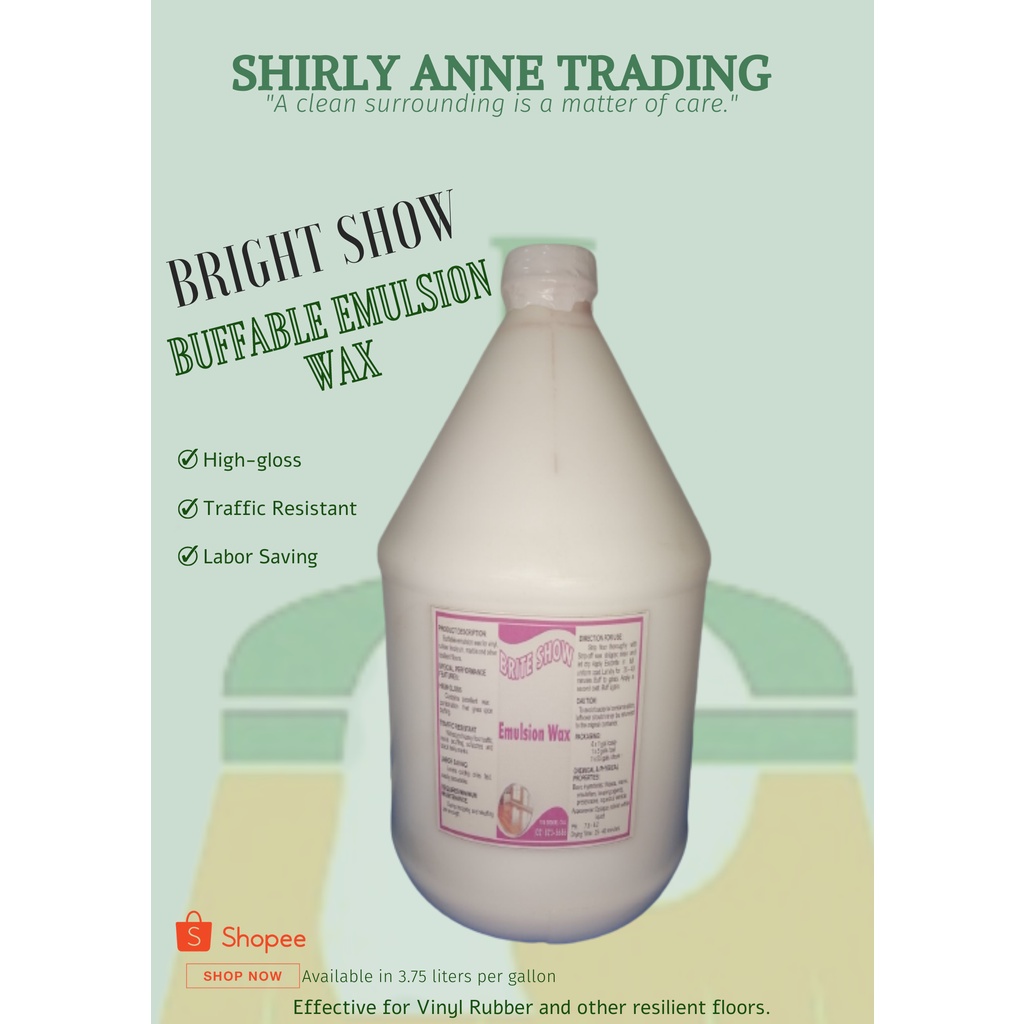 Bright-Show (Buffable Emulsion Wax 1-gallon) | Shopee Philippines