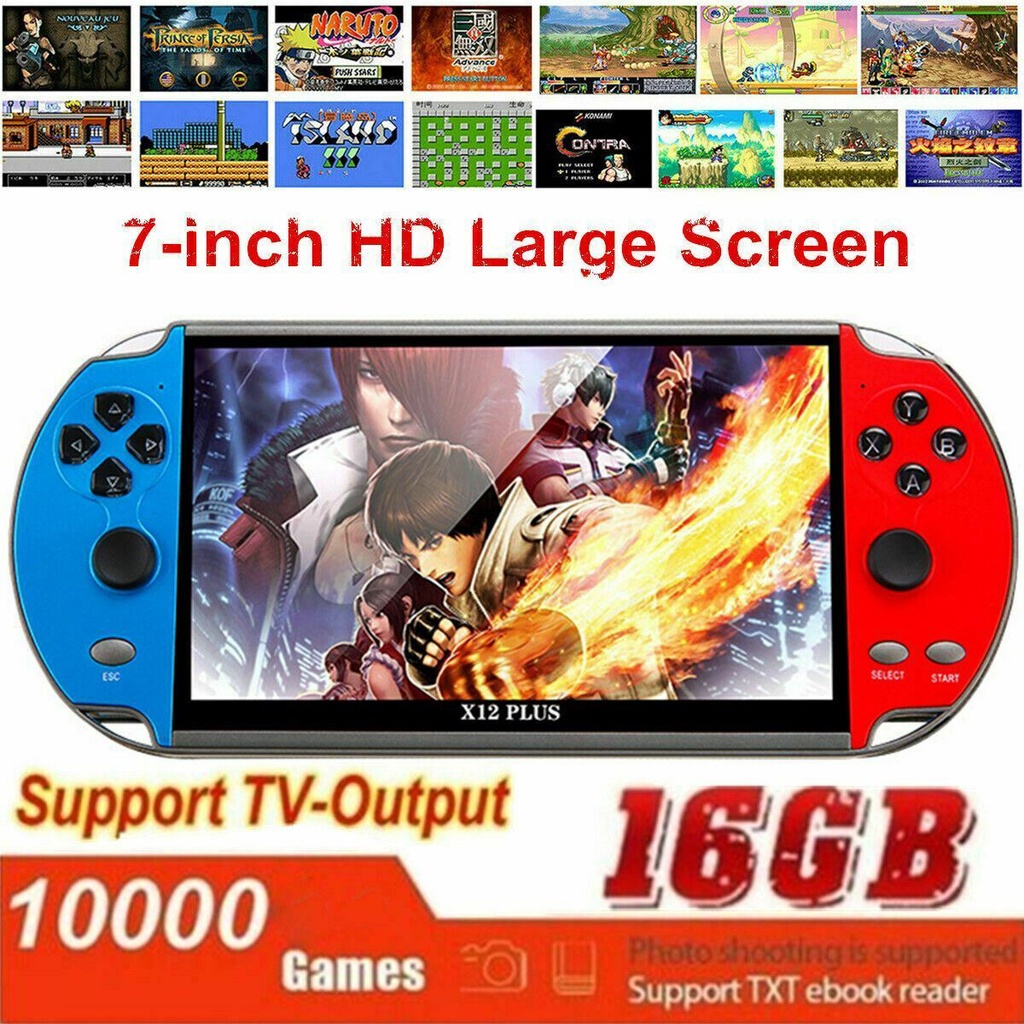 Game Consoles X12 Plus 7" 16GB Retro Handheld Portable 10000 Games for ...