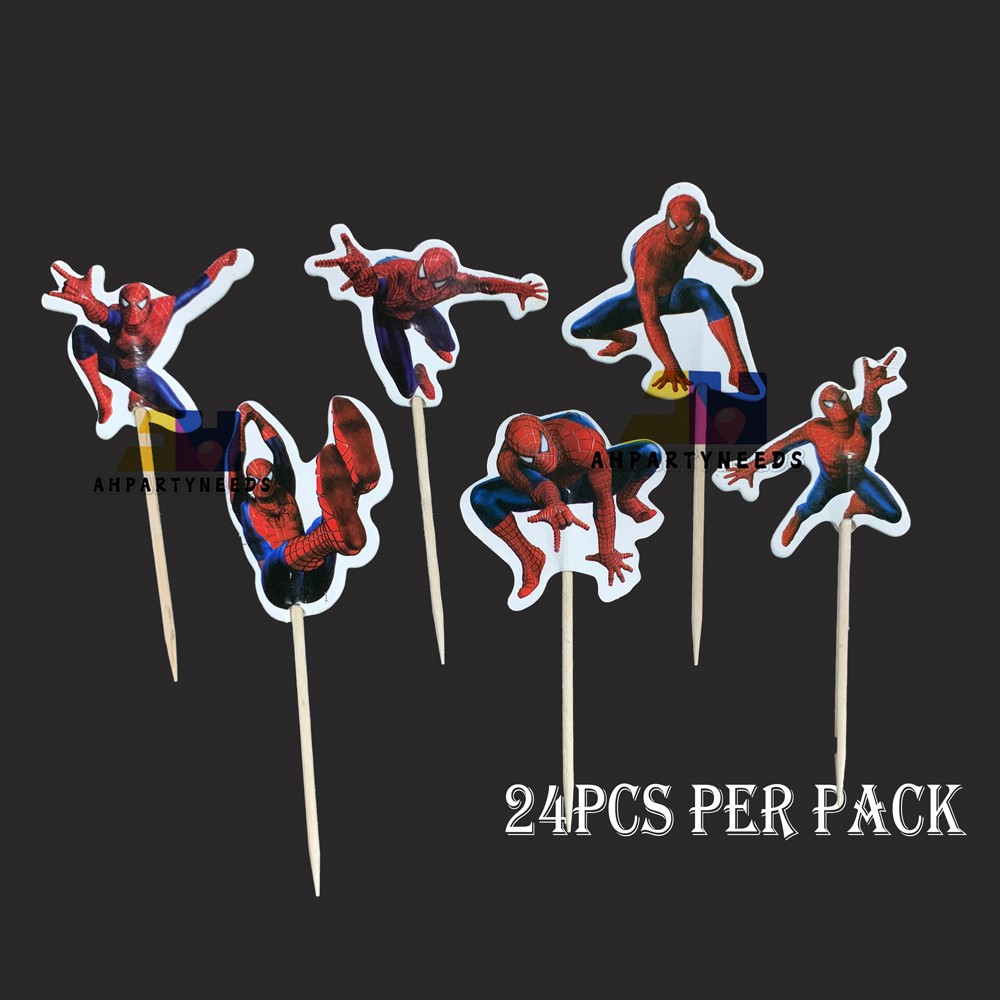 spiderman toothpick cupcake topper 24pcs/pack for decoration cupcake ...