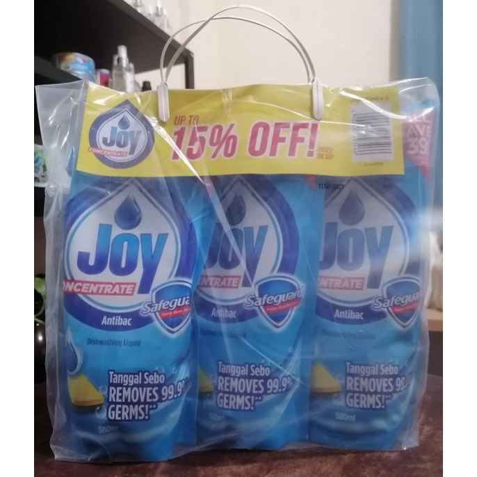 Joy Dishwashing Liquid Antibac Refill 580ml x 3 | Shopee Philippines