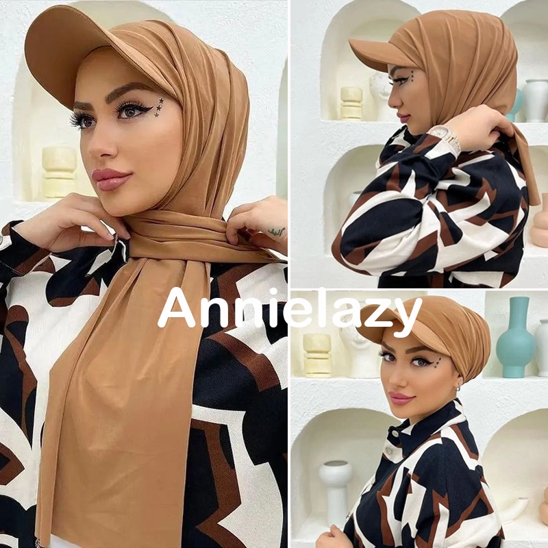 Musilm Women Chiffon Hijab With Base Ball Cap Summer Sports Cap with ...