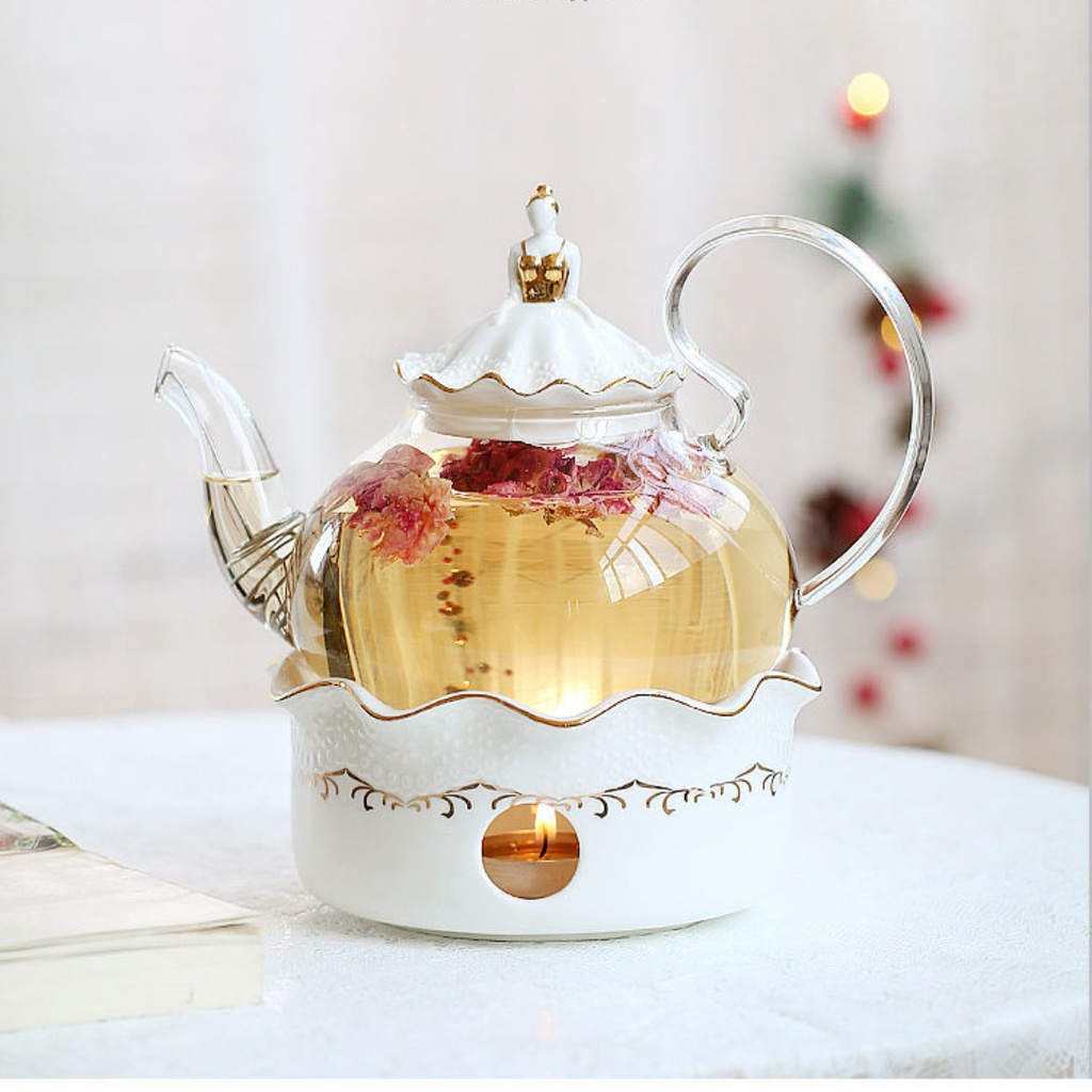 Dream Swan Lake English Tea Set Flower Teapot Set, Glass Afternoon Pot ...
