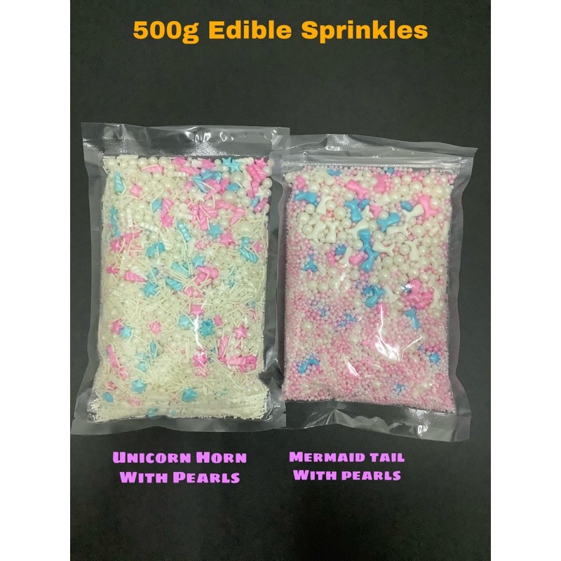 500g Edible Sprinkles Edible Unicorn Horn with Pearls Edible Mermaid ...