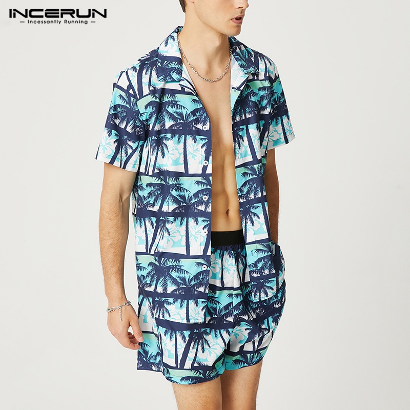 INCERUN Men Summer Beach Style Floral Printed Short Sleeve Shirts ...