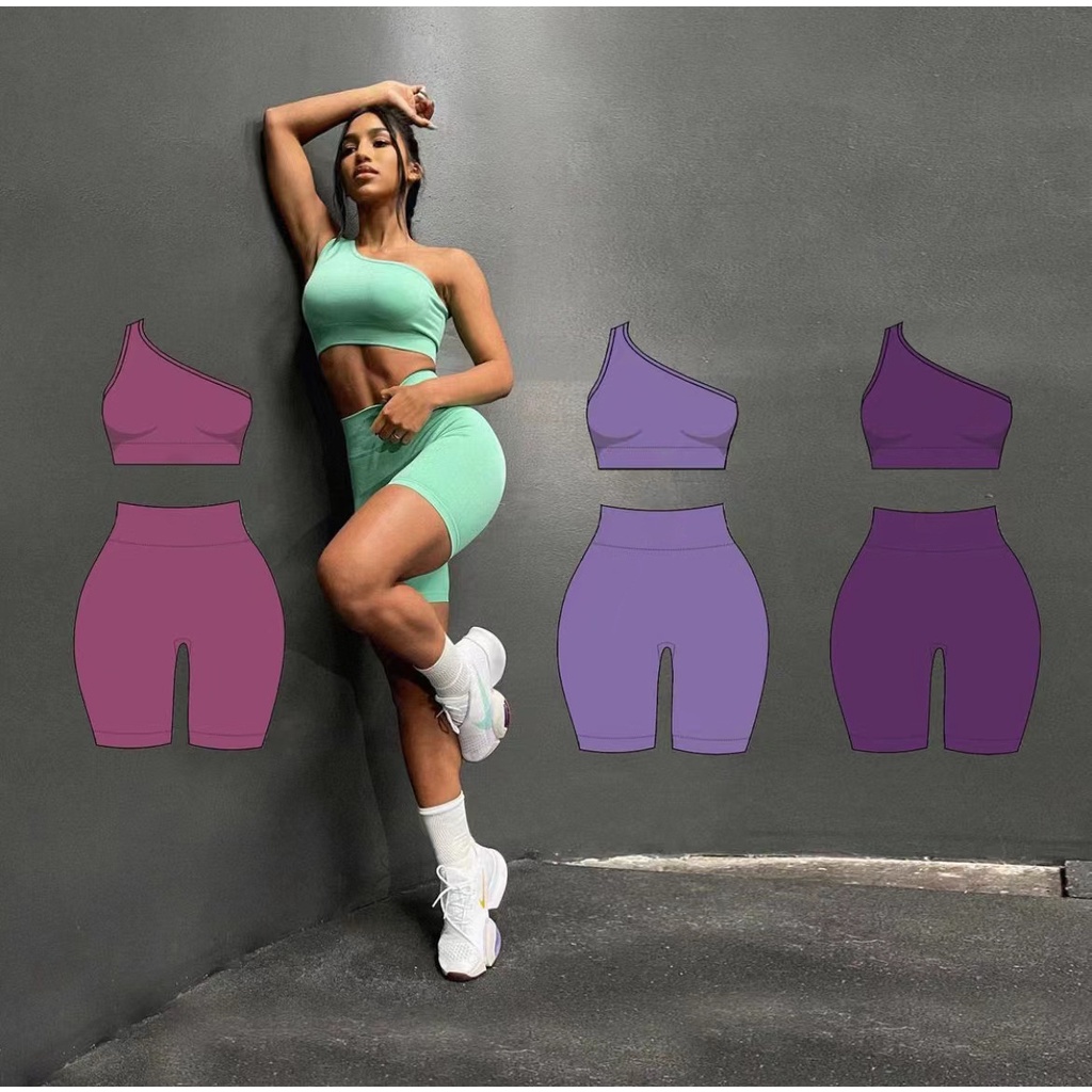 Seamless Yoga Set Women 2pcs Crop top Bra shorts Sportwear Fitness Workout Outfit Fitness Gym ...