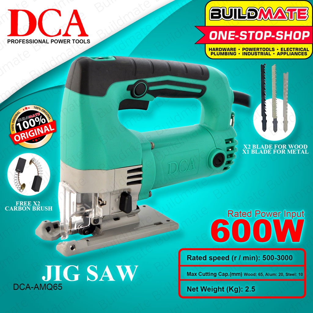 DCA Electric Jigsaw Jig Saw 600W For Woodworking AMQ65 + FREE 2 Carbon ...
