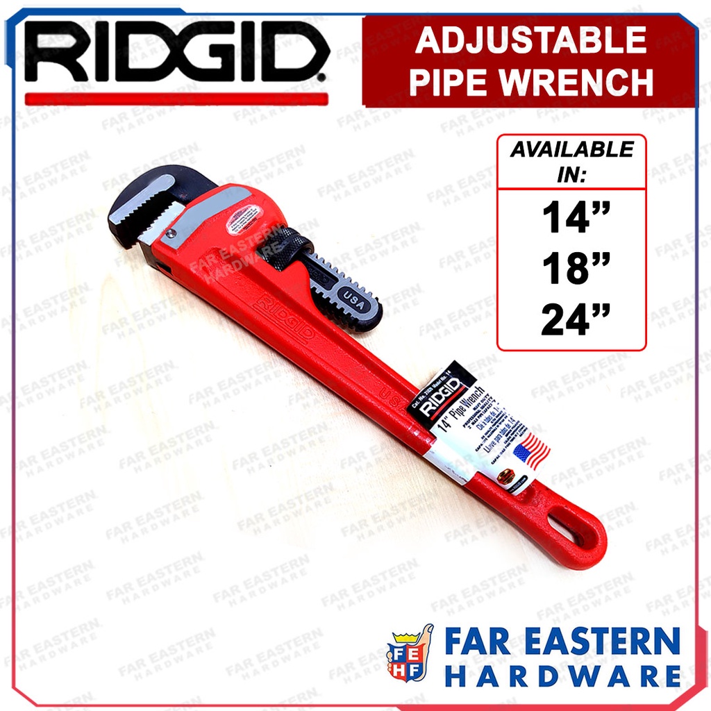 RIDGID Adjustable Pipe Wrench 12" | 14" | 18" | 24" Made in USA ...