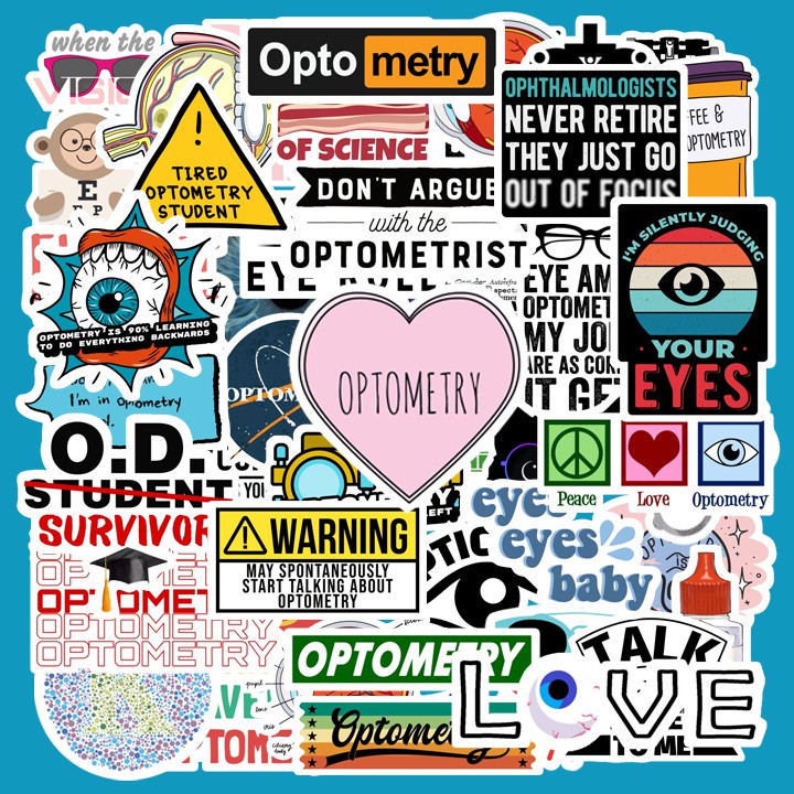 50 pcs. OPTOMETRY stickers | with water proof | OPTAL FUTURE ...