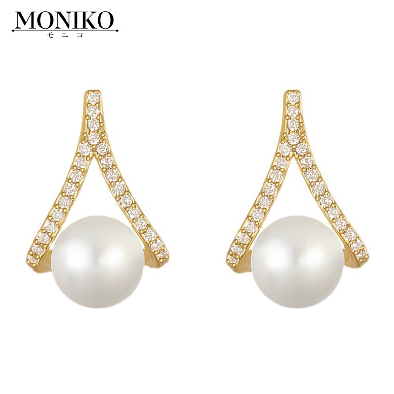 MONIKO Original Design Pearl Earrings jewelry 14K Saudi Gold Plated ...