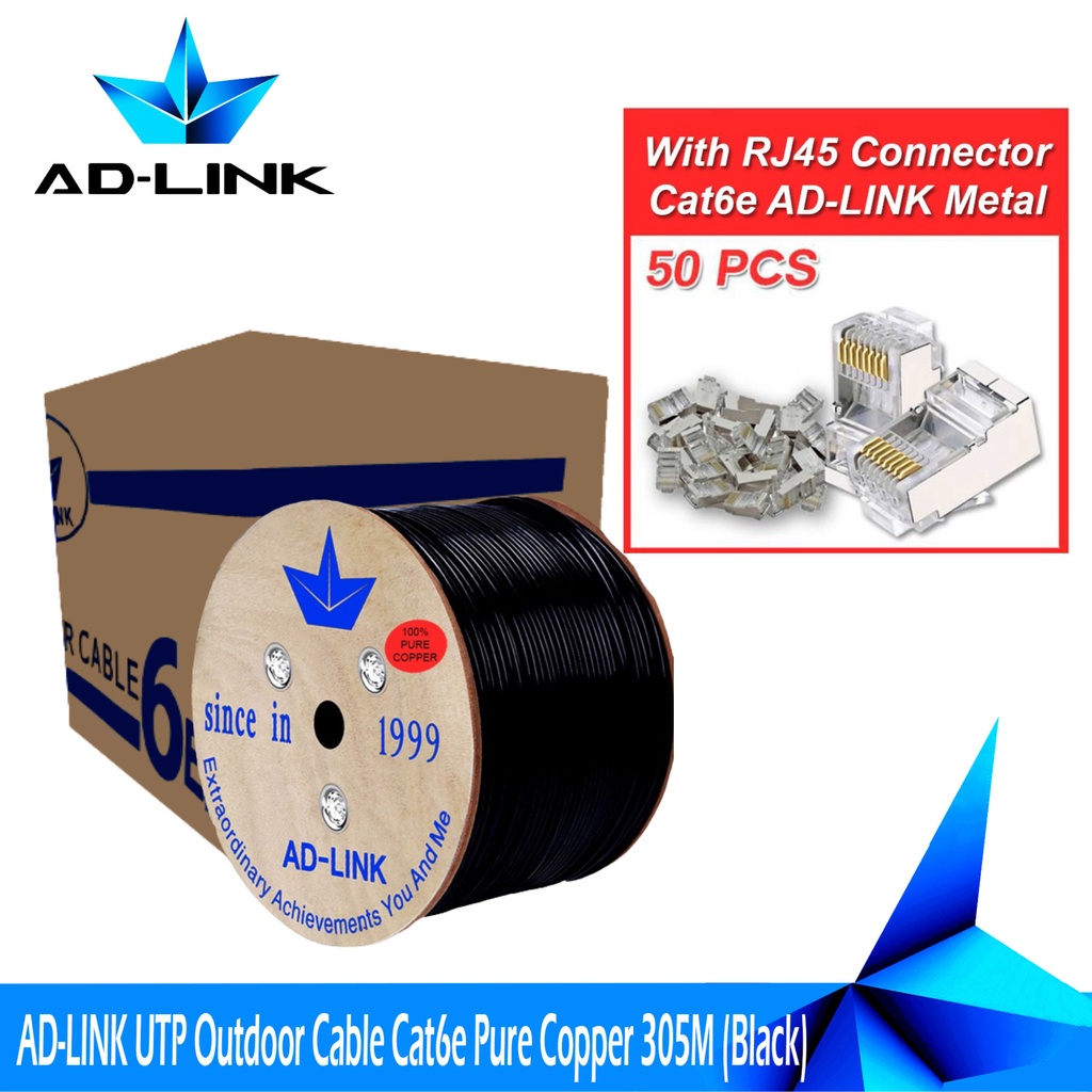 Ad-Link 305M Cat6e UTP Cable Outdoor Pure Copper With 50pcs Ad-Link ...