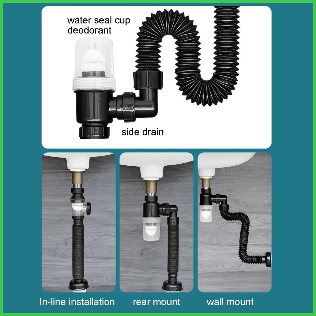 Sink Flexible Drain Pipe Sink Sewer Drain Pipe Tube S Trap Anti Odor ...