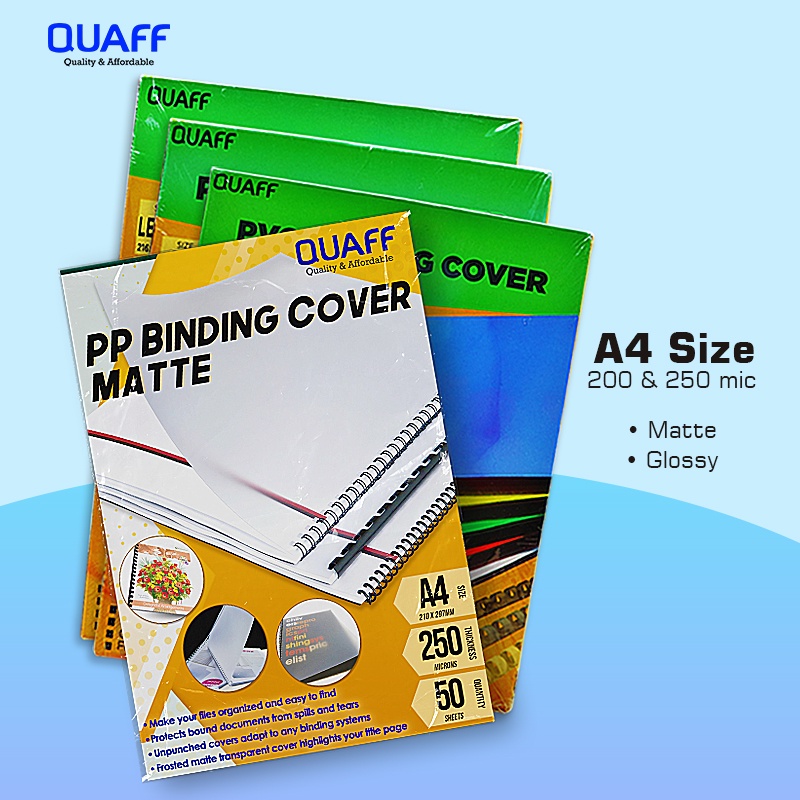QUAFF PVC Binding Cover Clear & Frosted Matte Short-A4-Long Size 200micron & 250micron | Shopee ...