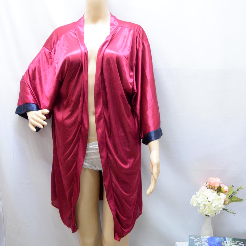 Short Sleeves Women Kimono Style Bathrobe Plain Dressing Gown Party ...
