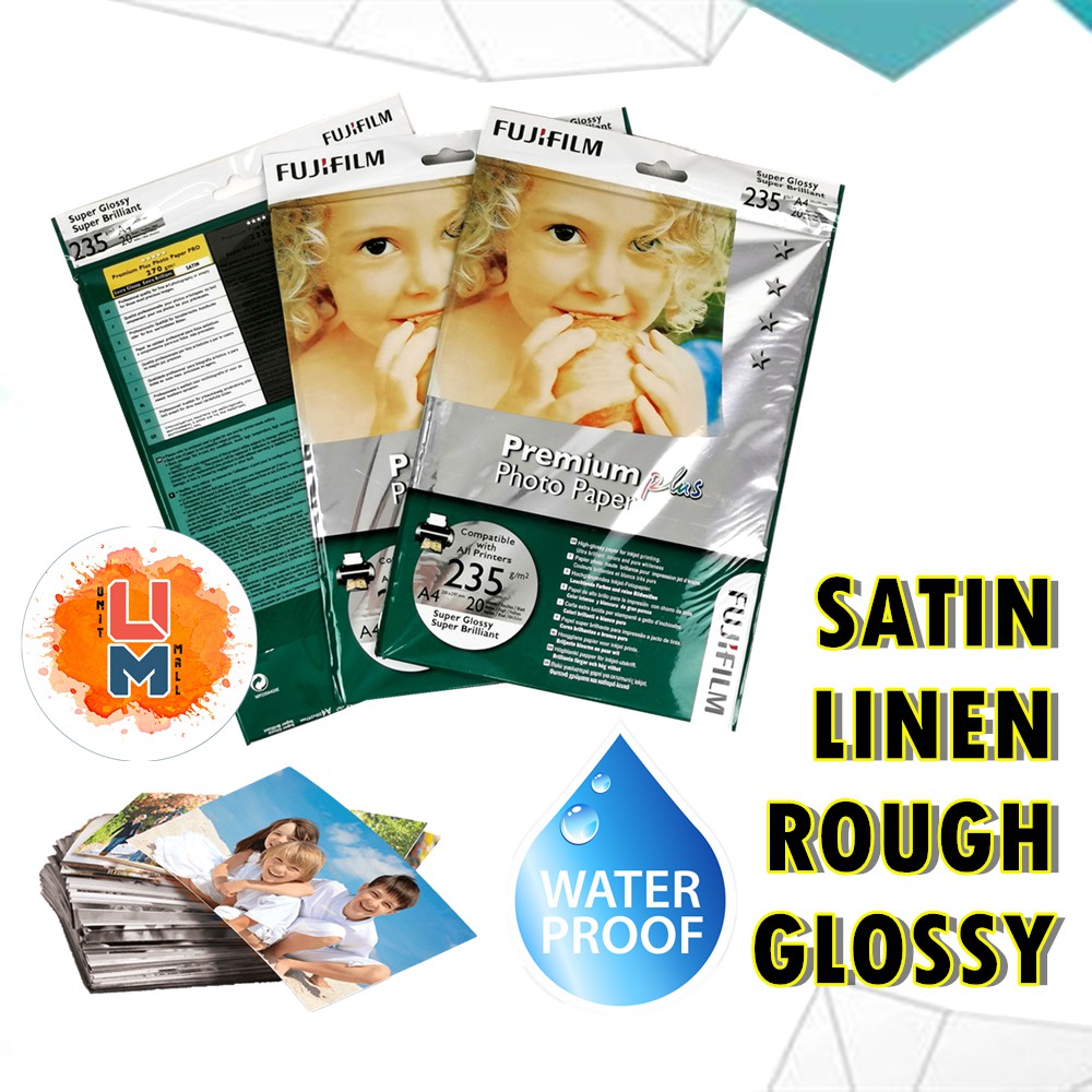 FUJI FILM RC PHOTO PAPER A4 satin / rough satin / linen / rc glossy ...