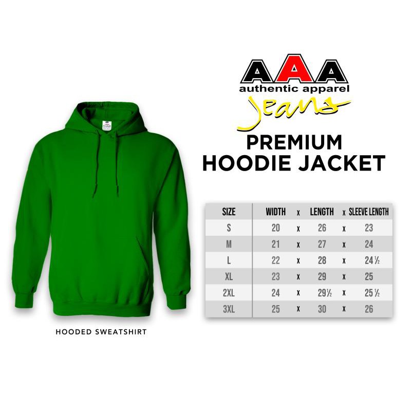 AAA PREMIUM Hoodie Jacket Unisex Adult (Emerald Green) | Shopee Philippines