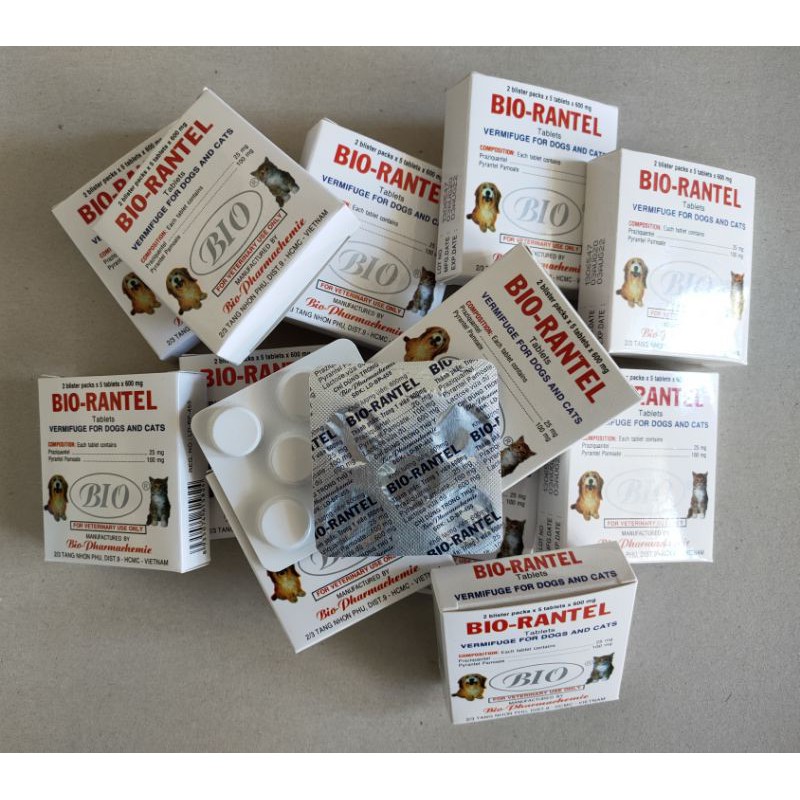 Bio Rantel Tab Pet dewormed for cats and dogs (Pyrantel Pamoate ...