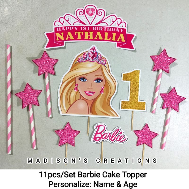 Barbie Star Princess Party Cake Topper/Banner, Backdrop Set ...