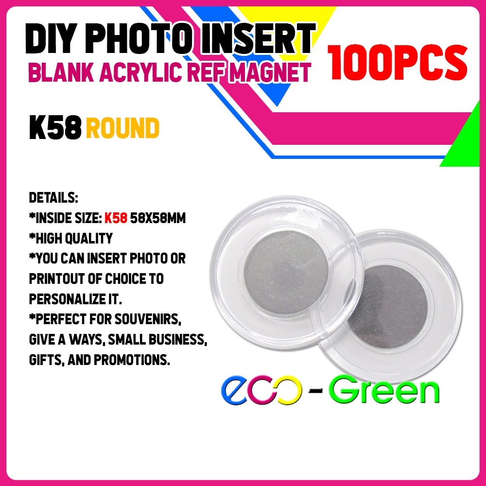100 pcs K-58 Round Acrylic Photo Insert Ref Magnet Souvenirs | Shopee ...