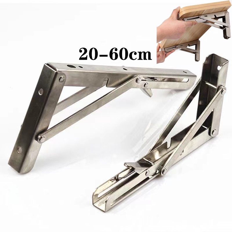 2PCS 8-24inch (20-60cm) Heavy Duty Steel Triangle Foldable Shelf ...