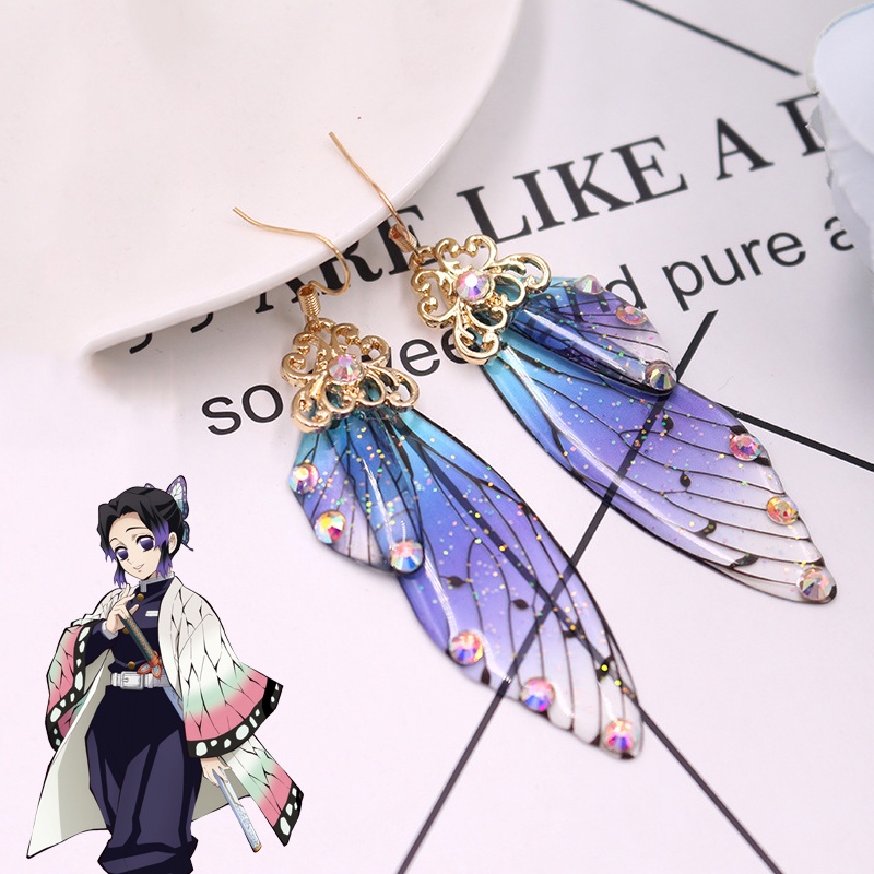 Anime Demon Slayer Butterfly Earrings Kimetsu no Yaiba Kochou Shinobu ...