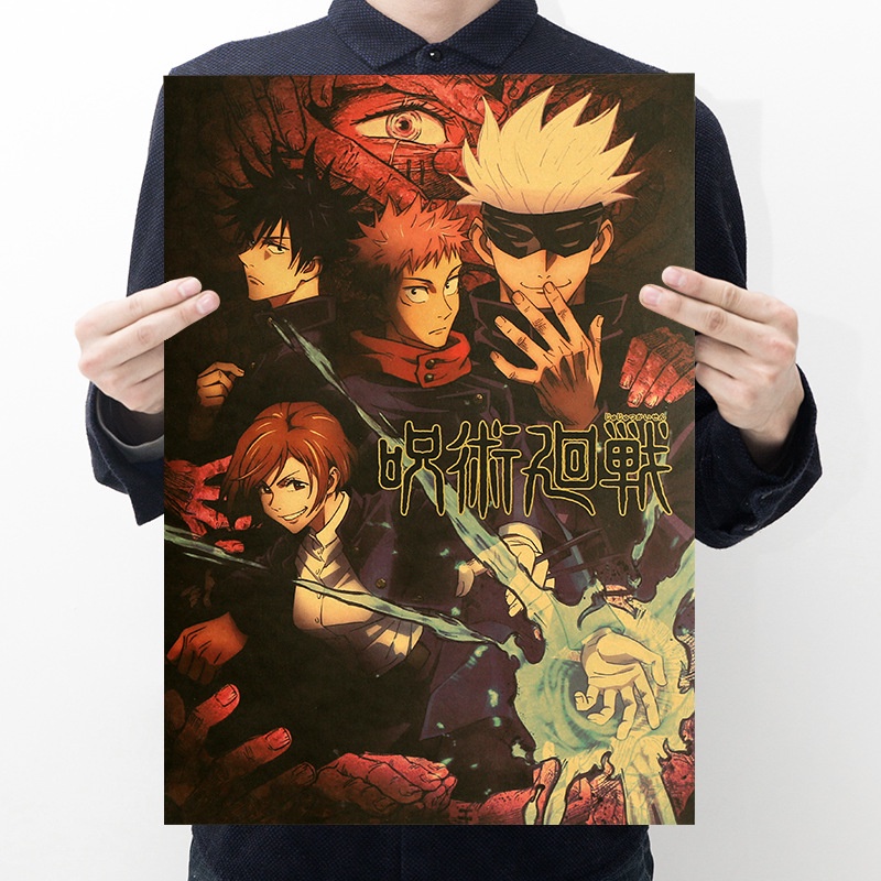 Jujutsu Kaisen Anime Poster Room Home Decor Retro Kraft Paper Painting ...