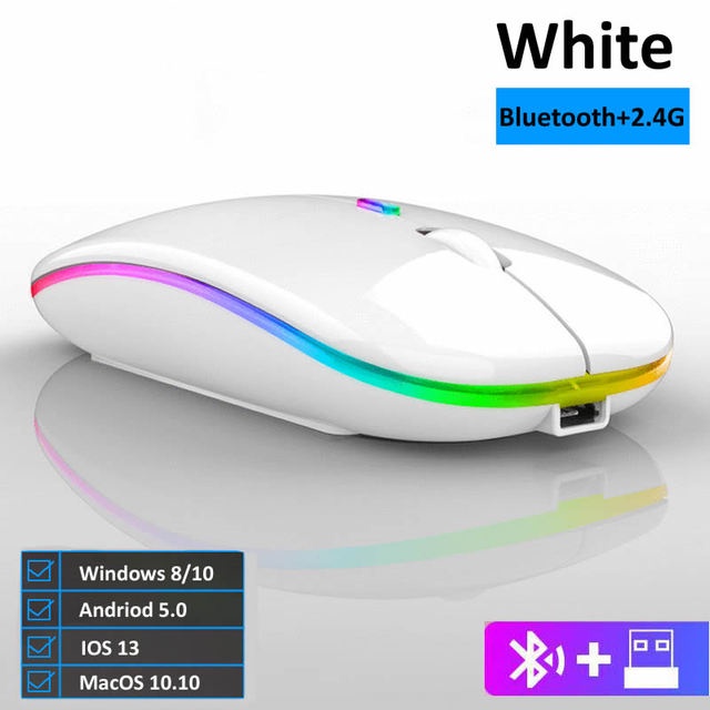 Wireless Mouse RGB Bluetooth Computer Mouse Silent Rechargeable ...