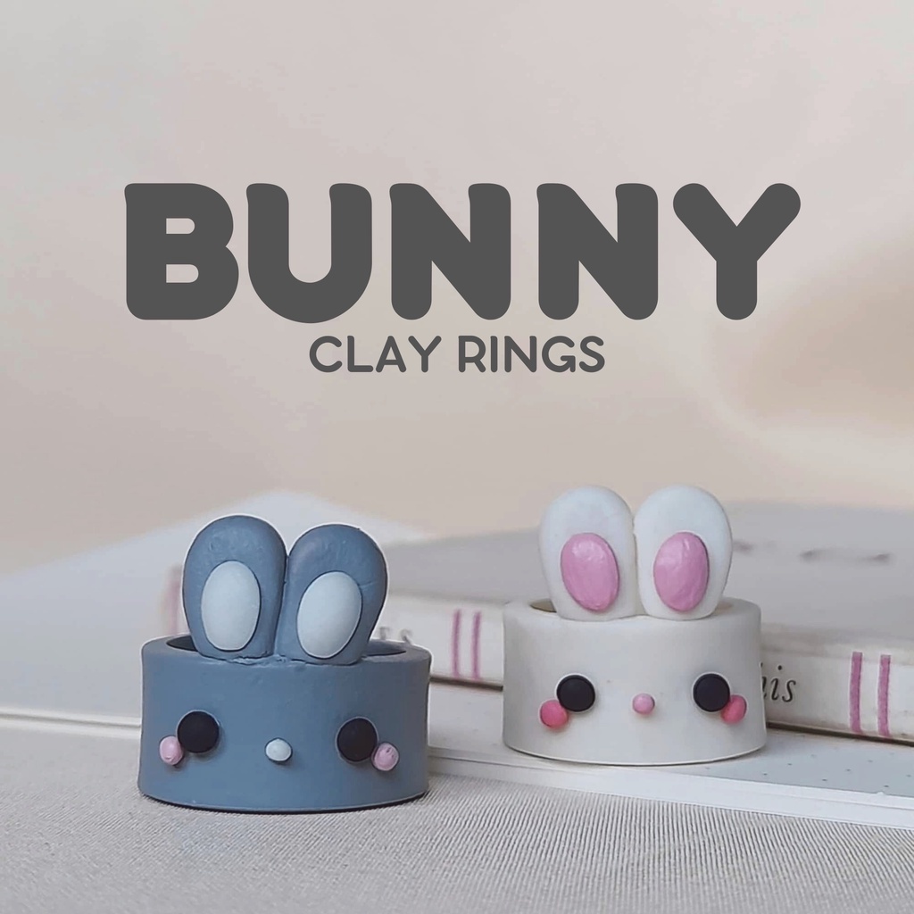 Cute Bunny Couple Clay Rings by CooLAY Scraft | Shopee Philippines