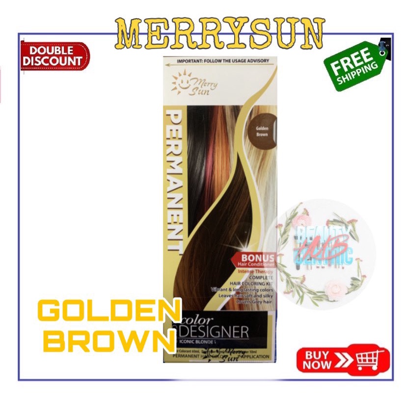 MERRY SUN GOLDEN BROWN PERMANENT HAIR COLOR!!! | Shopee Philippines